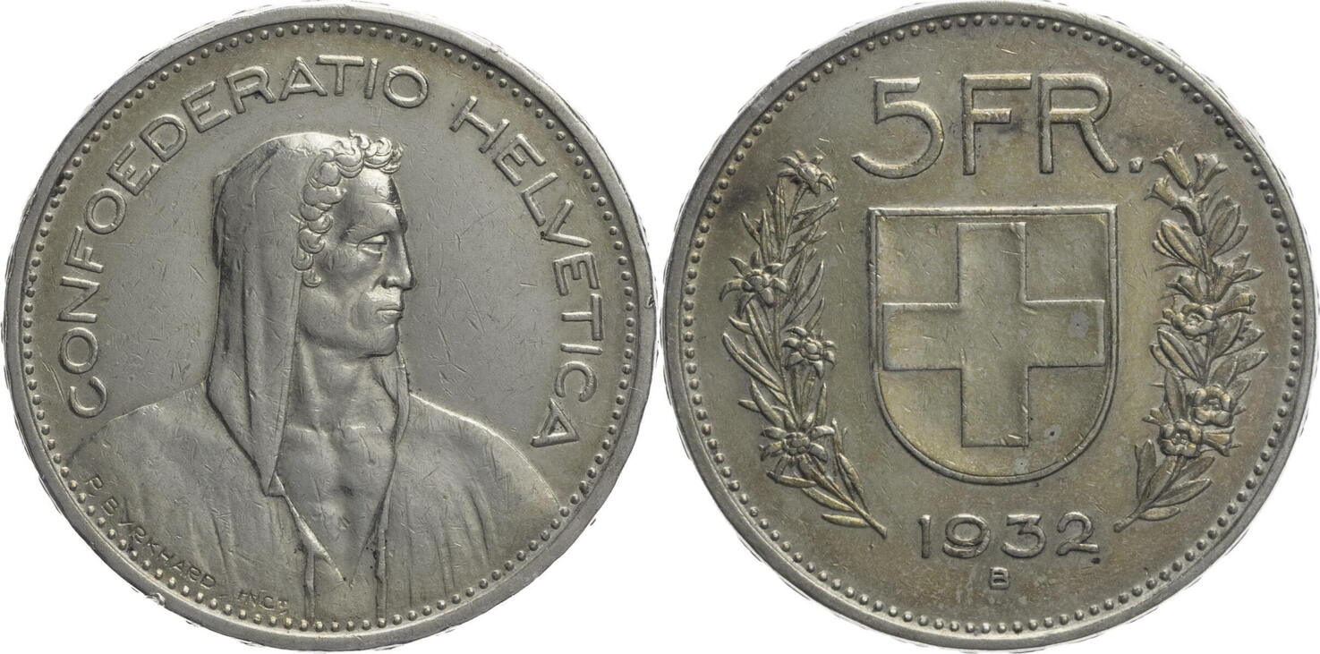 Schweiz 5 Franken 1932 B Alphirt - Kursmünze (1931-1969) ss | MA-Shops