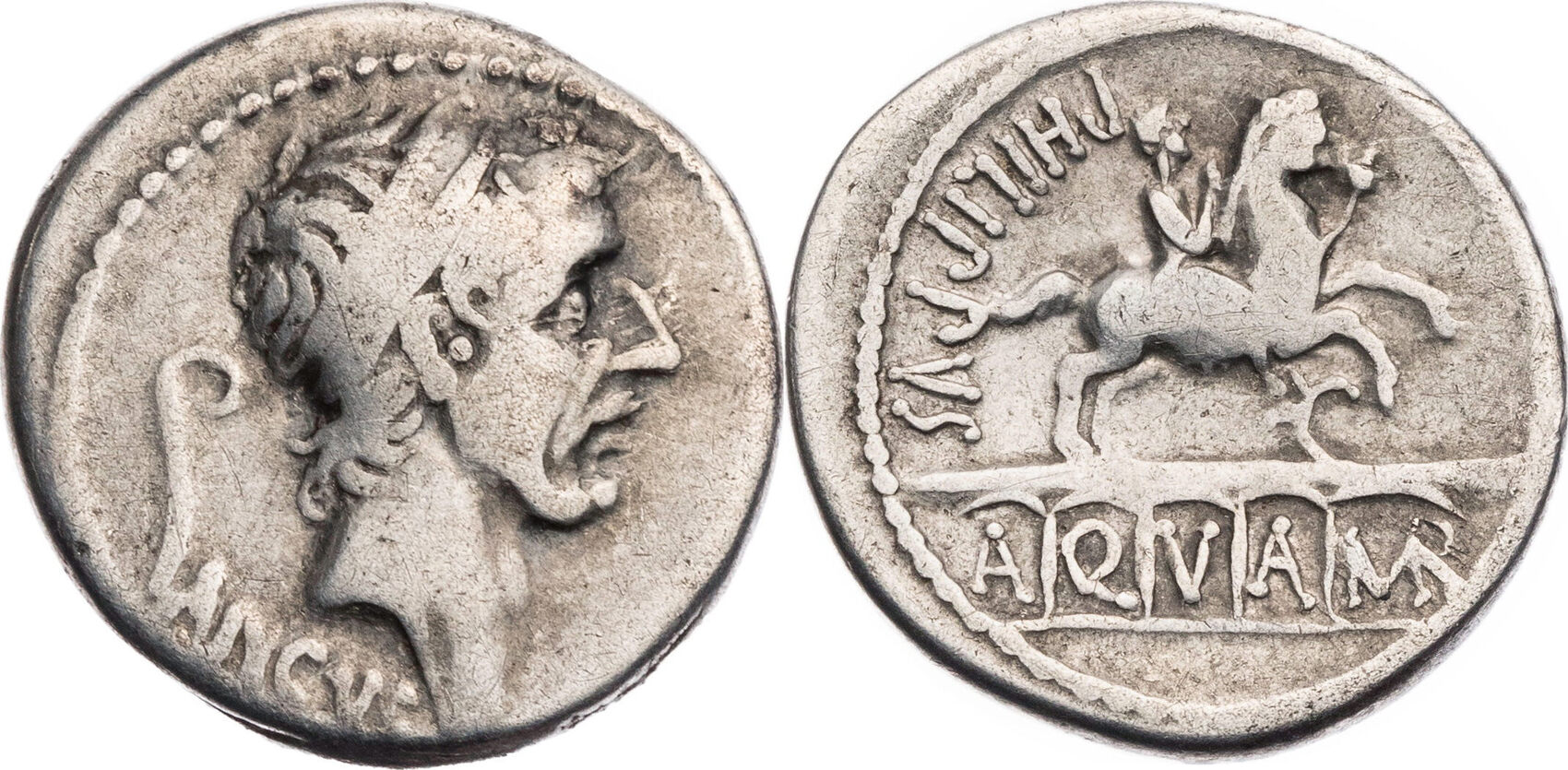 Römische Republik Denar 56 v. Chr. L. Marcius Philippus, Kopf des Ancus ...