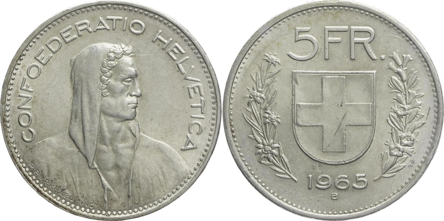 Schweiz 5 Franken 1965 B Alphirt - Kursmünze (1931-1969) ss-vz | MA-Shops