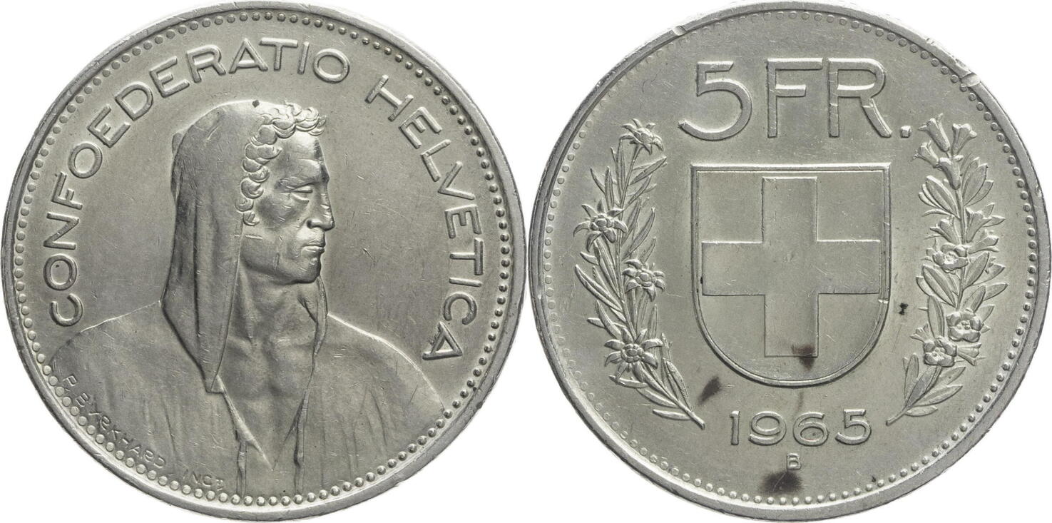 Schweiz 5 Franken 1965 B Alphirt - Kursmünze (1931-1969) ss-vz | MA-Shops