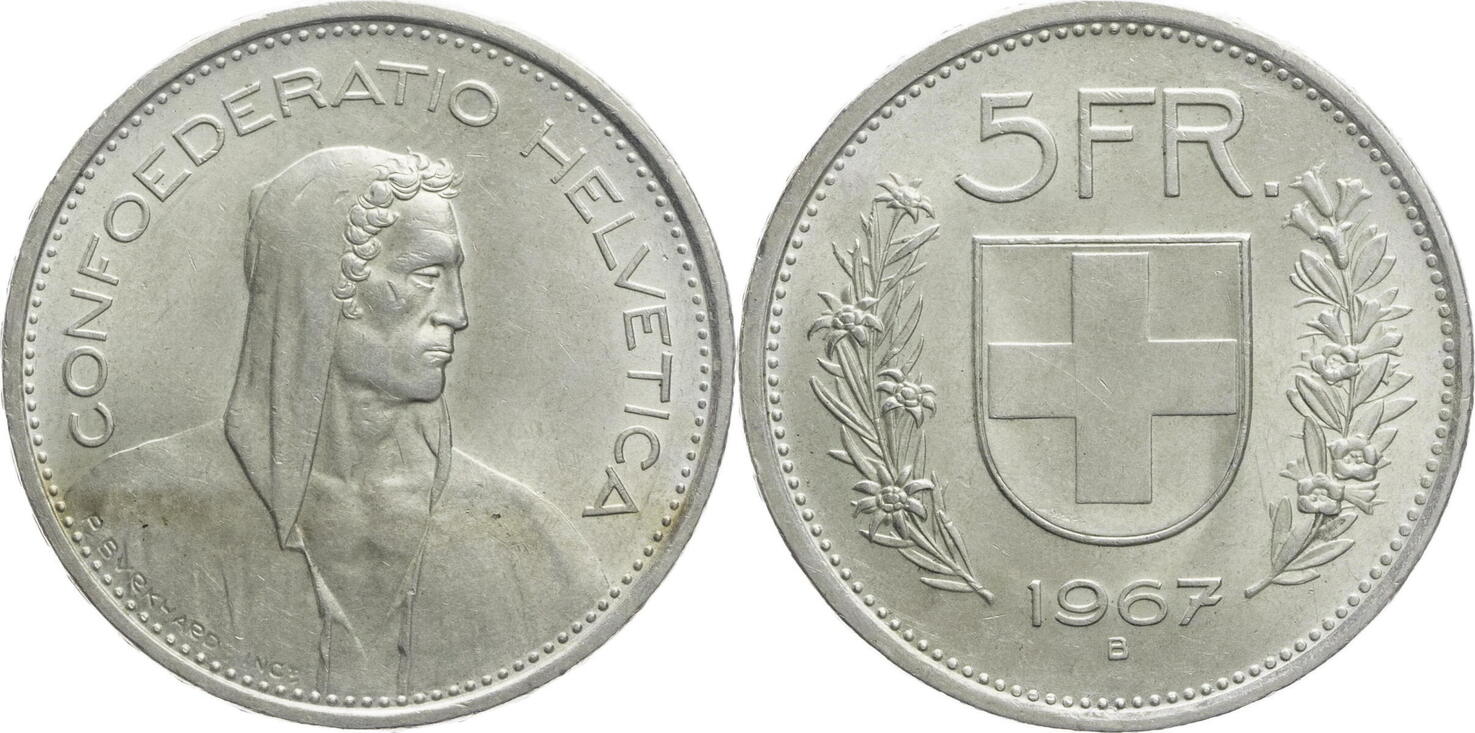 Schweiz 5 Franken 1967 B Alphirt - Kursmünze (1931-1969) ss-vz | MA-Shops