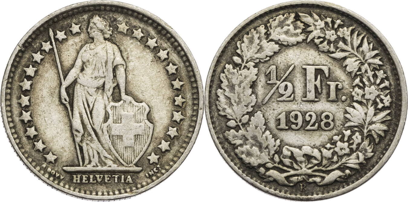 Schweiz ½ Franken 1928 B Helvetia - Kursmünze (1875-1967) s-ss | MA-Shops