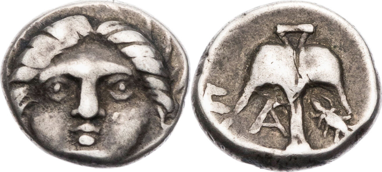 Thrakien Diobol Mitte - Ende 4. Jh. v. Ch Apollonia Pontika, Kopf des ...