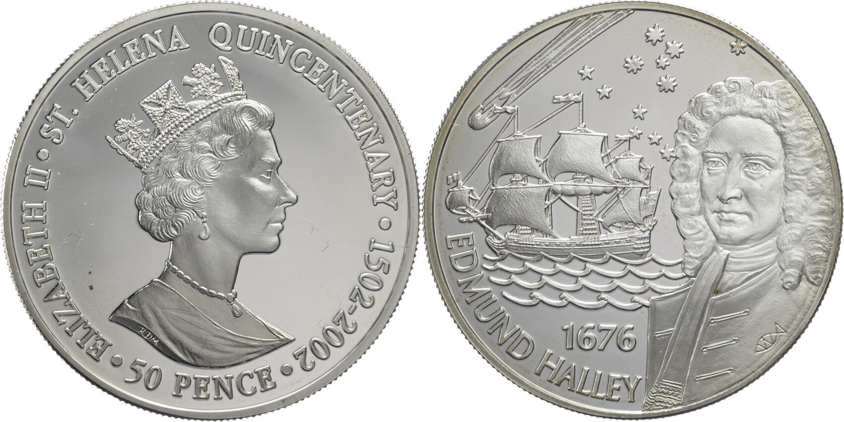 St. Helena 50 Pence 2002 Edmund Halley vz-st | MA-Shops