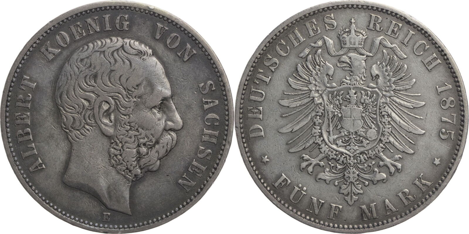 Kaiserreich, Sachsen 5 Mark 1875 E Albert (1873-1902) - Kursmünze (1875 ...