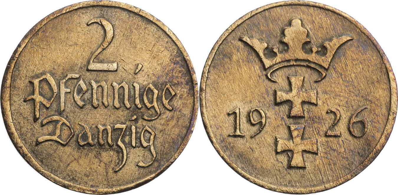 Danzig 2 Pfennige 1926 Kursmünze (1923-1937) ss | MA-Shops