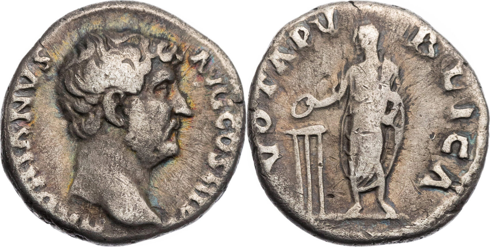 Römische Kaiserzeit Denar 137-138 n. Chr. Hadrianus, Kopf / VOTA PVBLICA, Kaiser beim Opfer fast ...