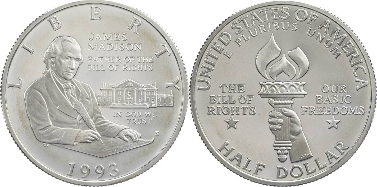 USA ½ Dollar 1993 S James Madison - Vater der Bill of Rights PP | MA-Shops