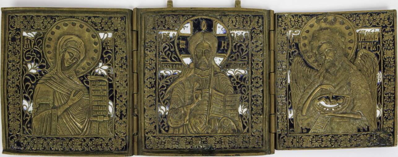 Russland Ikone o.J. Triptychon - Patriarchenkreuz vor Jerusalem ss-vz | MA-Shops