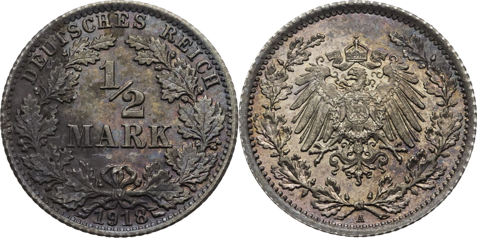 Kaiserreich ½ Mark 1918 A Kursmünze (1905-1919) vz-st | MA-Shops