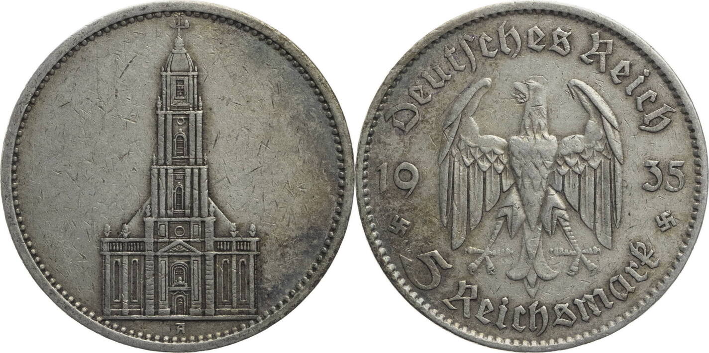 Drittes Reich 5 Reichsmark 1935 A Garnisonkirche o. Datum - Kursmünze ...