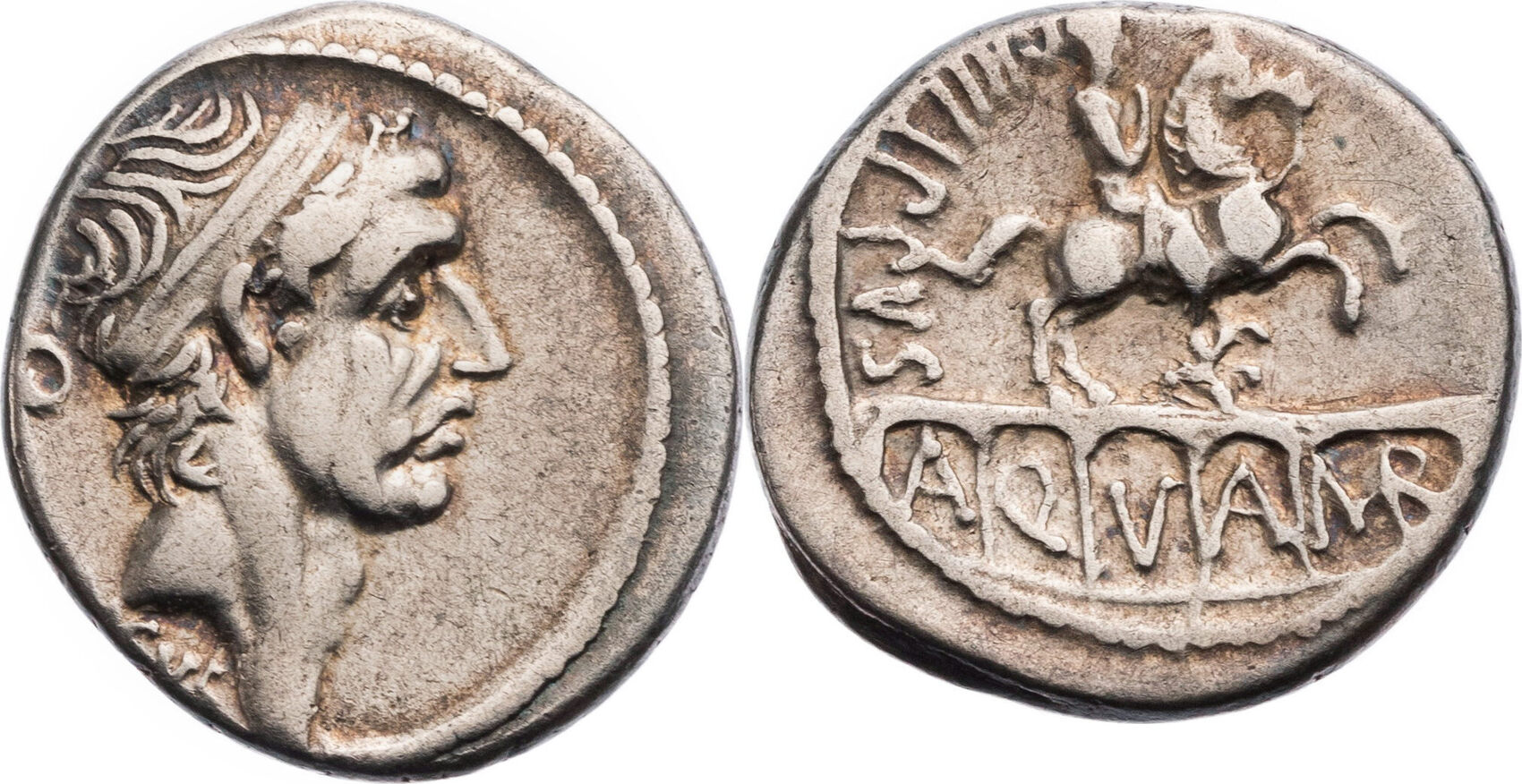 Römische Republik Denar 56 v. Chr. L. Marcius Philippus, Kopf des Ancus ...