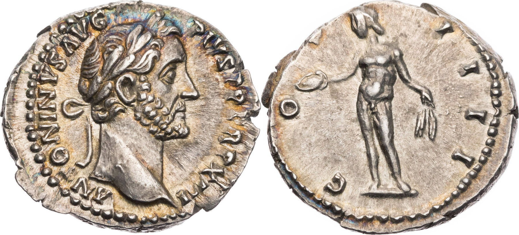 Römische Kaiserzeit Denar 149/150 n. Chr. Antoninus Pius, Kopf / Bonus ...