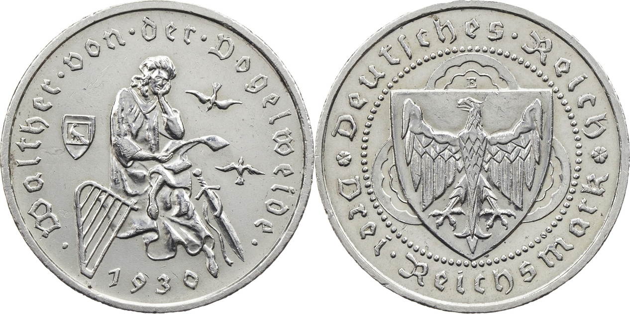 Weimarer Republik 3 Reichsmark 1930 E Zum 700. Todestag von Walther von ...