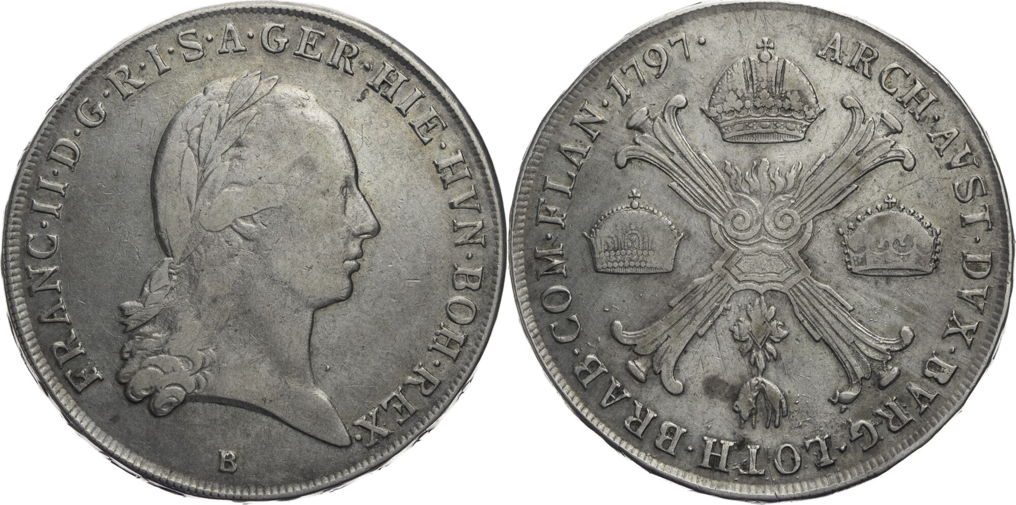 RDR, Habsburg Kronentaler 1797 B Franz II. (1792-1806) ss, Justierspuren | MA-Shops