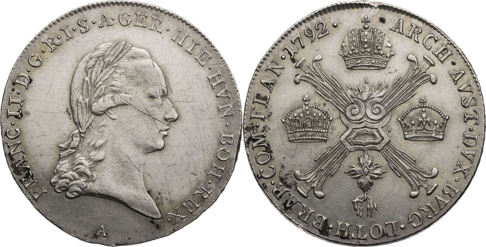 RDR, Habsburg 1/4 Kronentaler 1792 A Franz II. (1792-1806) ss, fleckig | MA-Shops