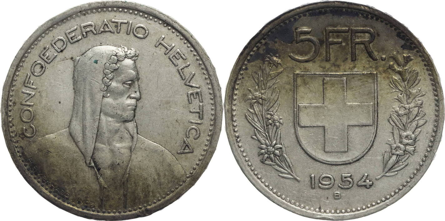 Schweiz 5 Franken 1954 B Alphirt - Kursmünze (1931-1969) ss | MA-Shops