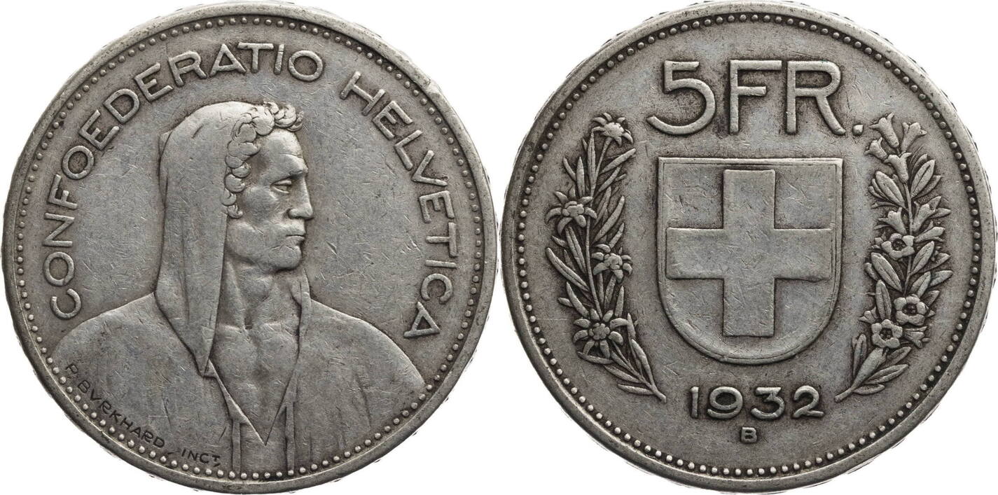 Schweiz 5 Franken 1932 B Alphirt - Kursmünze (1931-1969) ss | MA-Shops
