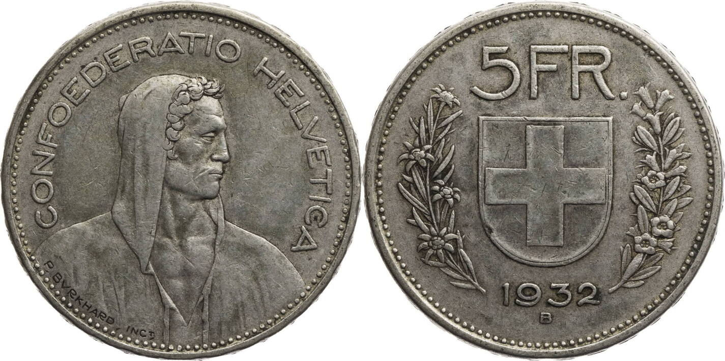Schweiz 5 Franken 1932 B Alphirt - Kursmünze (1931-1969) ss | MA-Shops