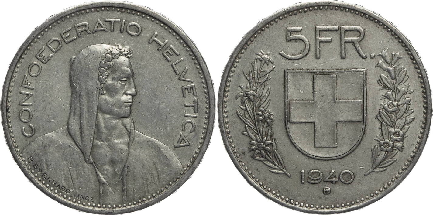Schweiz 5 Franken 1940 B Alphirt - Kursmünze (1931-1969) ss | MA-Shops