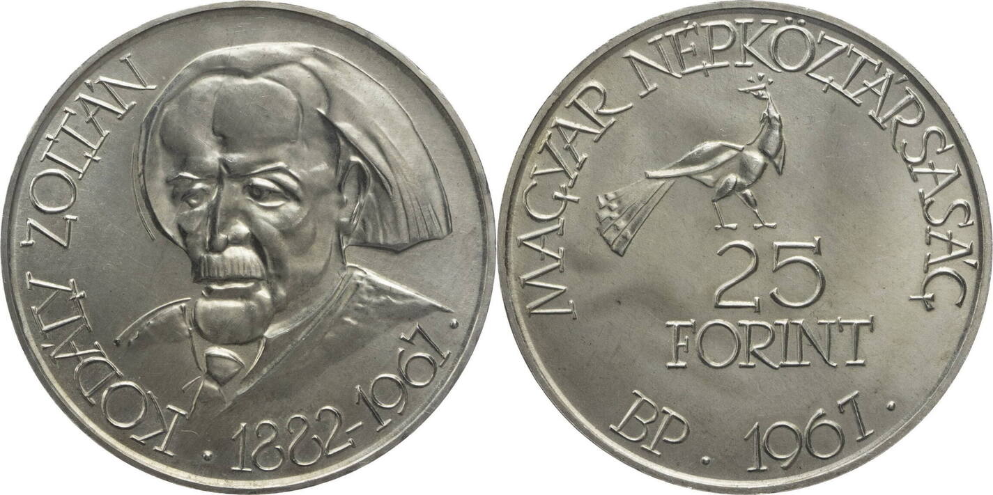 Ungarn 25 Forint 1967 Auf den 85. Geburtstag von Zoltán Kodály vz | MA-Shops