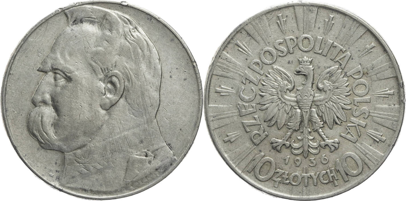 Polen 10 Zloty 1936 Jozef Pilsudski ss | MA-Shops