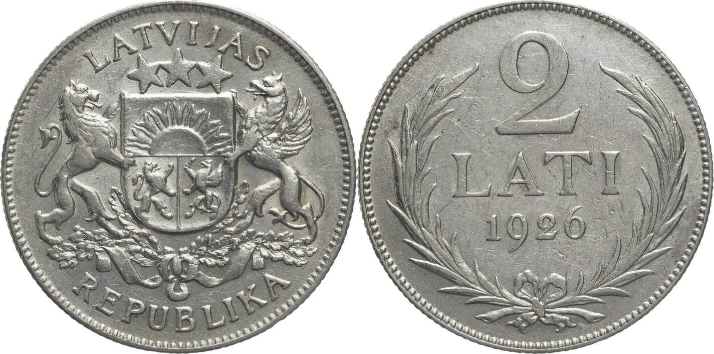 Lettland 2 Lati 1926 Kursmünze (1925-1926) ss | MA-Shops