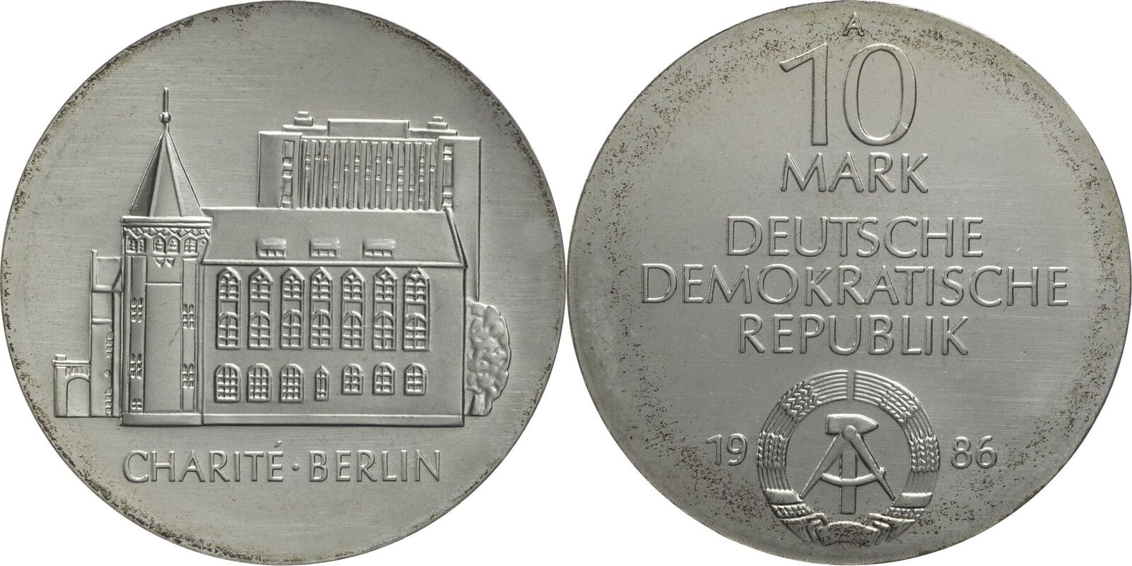 DDR 10 Mark 1986 A Zum 275jährigen Bestehen der Charité in Berlin vz ...