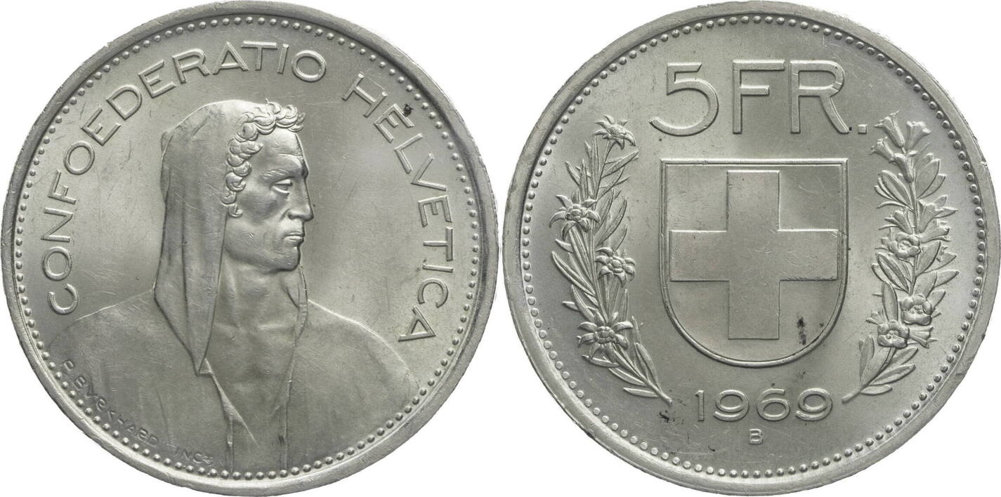 Schweiz 5 Franken 1969 B Kursmünze Alphirt - Kursmünze (1931-1969) vz | MA-Shops