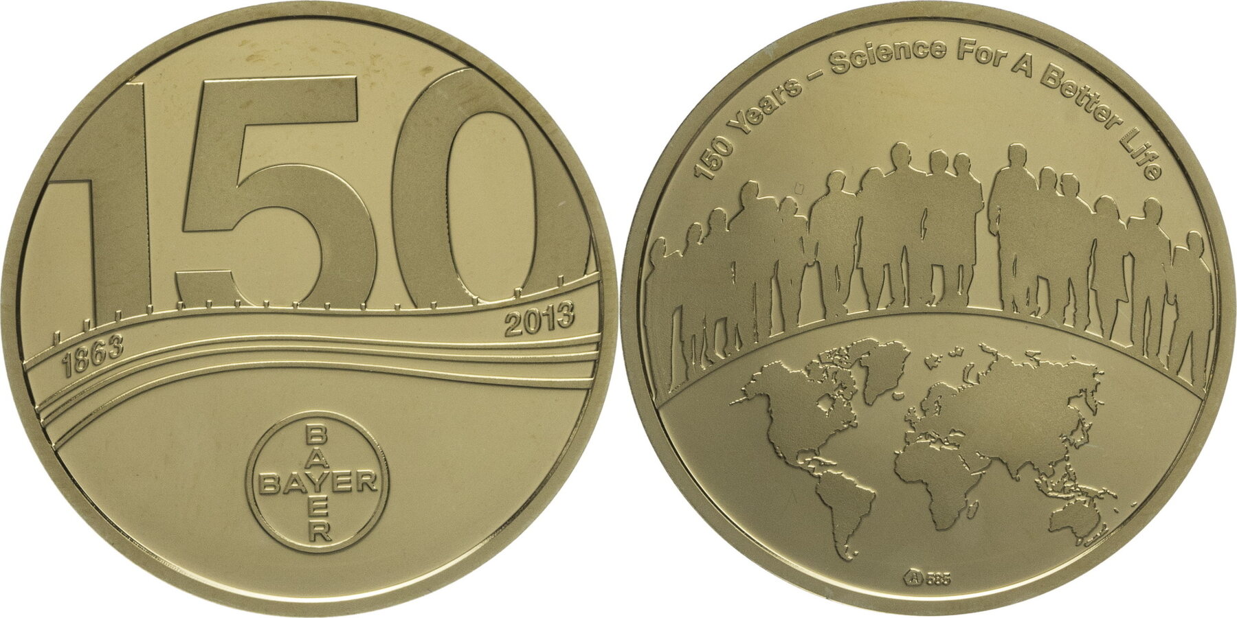 Deutschland Medaille 2013 150 Jahre Farbefabrik BAYER Leverkusen vz-st ...