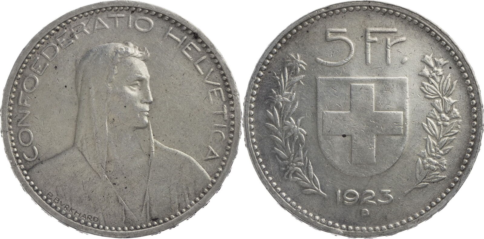 Schweiz 5 Franken 1923 B Alphirte - Kursmünze (1922-1923) ss | MA-Shops