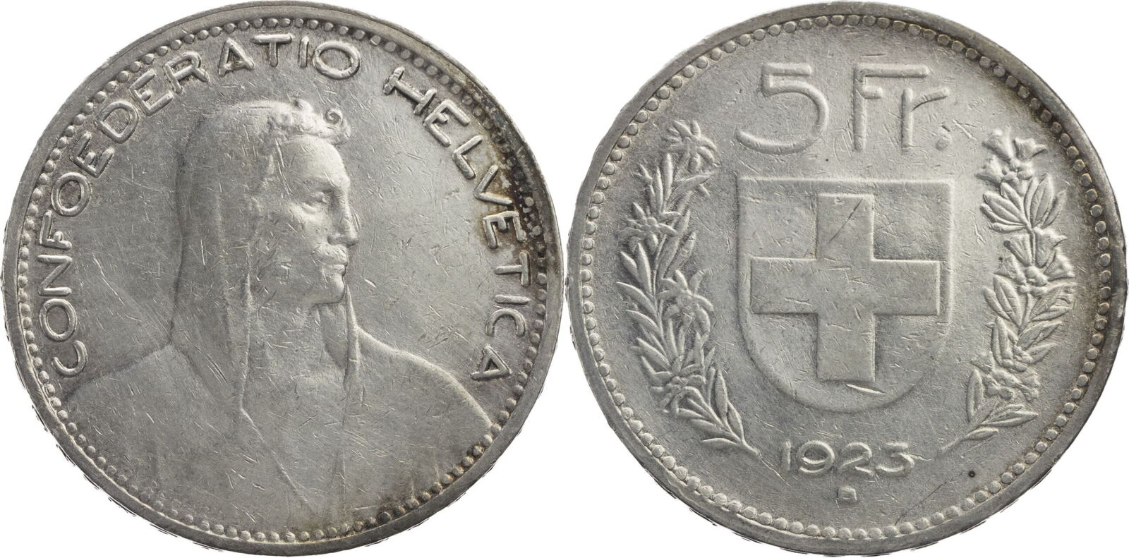 Schweiz 5 Franken 1923 B Alphirte - Kursmünze (1922-1923) ss | MA-Shops