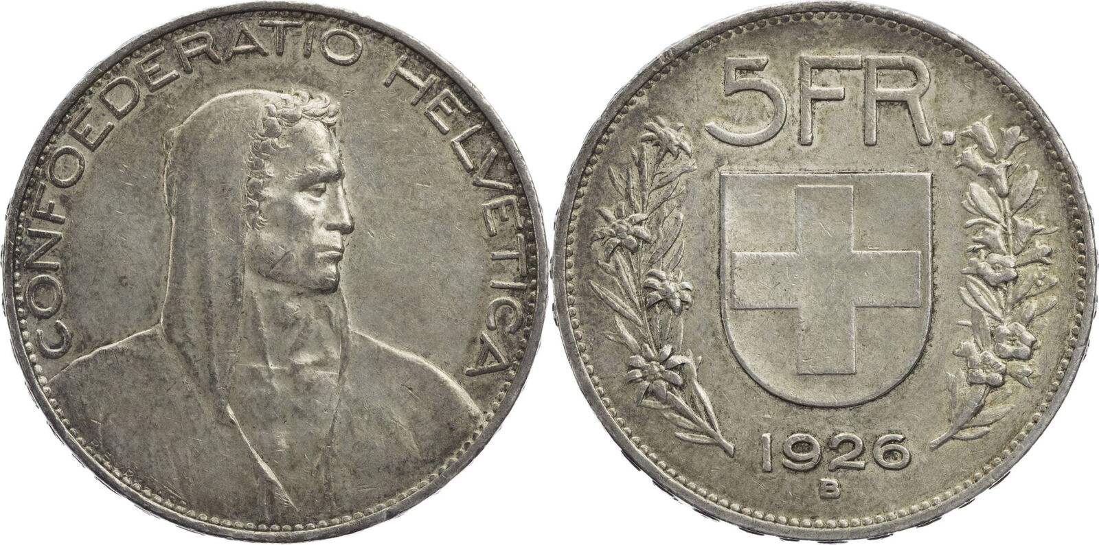 Schweiz 5 Franken 1926 B Alphirte - Kursmünze (1924-1928) ss | MA-Shops