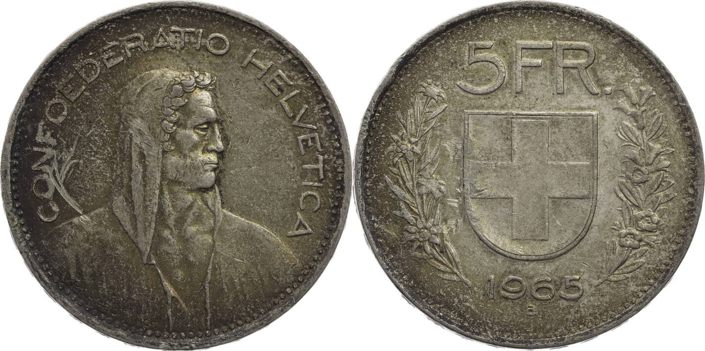 Schweiz 5 Franken 1965 B Alphirt - Kursmünze (1931-1969) ss-vz | MA-Shops