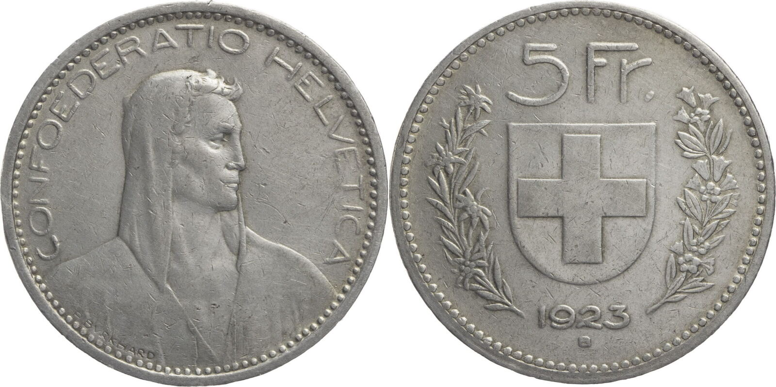 Schweiz 5 Franken 1923 B Alphirte - Kursmünze (1922-1923) ss | MA-Shops