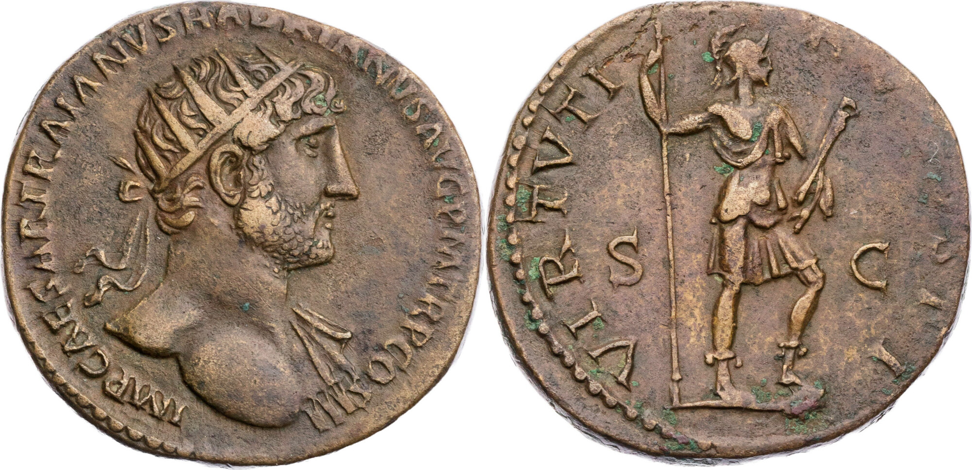 Römische Kaiserzeit Dupondius 119-120 n. Chr. Hadrianus, Büste ...