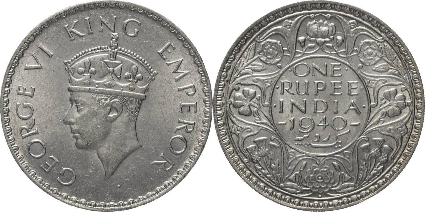 Indien 1 Rupee 1940 George VI. (1936-1952) - Kursmünze (1939-1943) ss ...