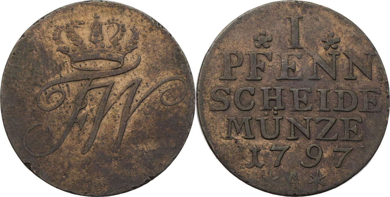 Preussen, Königreich 1 Pfennig 1797 A Friedrich Wilhelm III. (1797-1840 ...