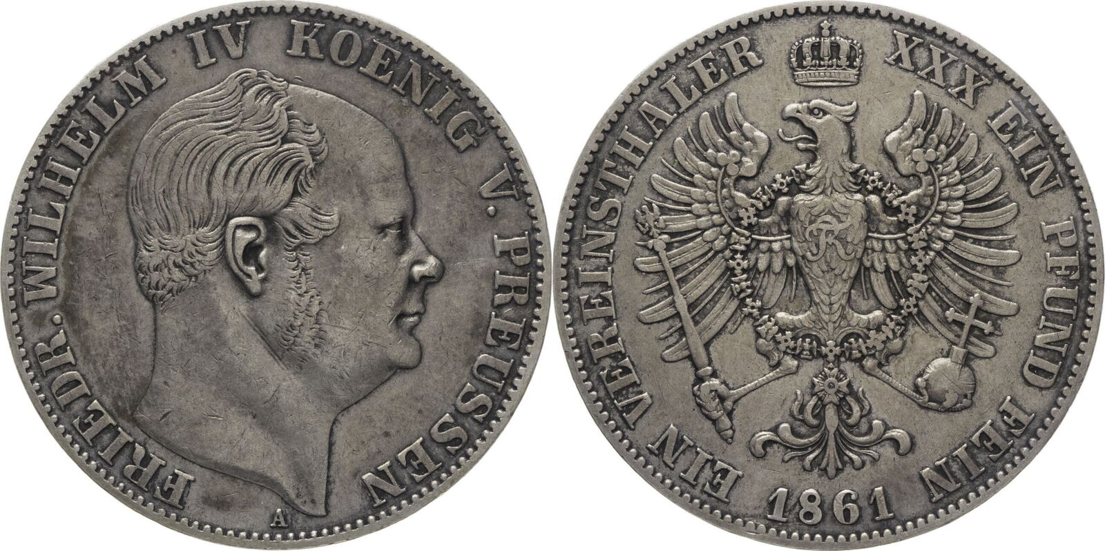Preussen, Königreich 1 Taler 1861 A Friedrich Wilhelm IV. (1840-1861 ...