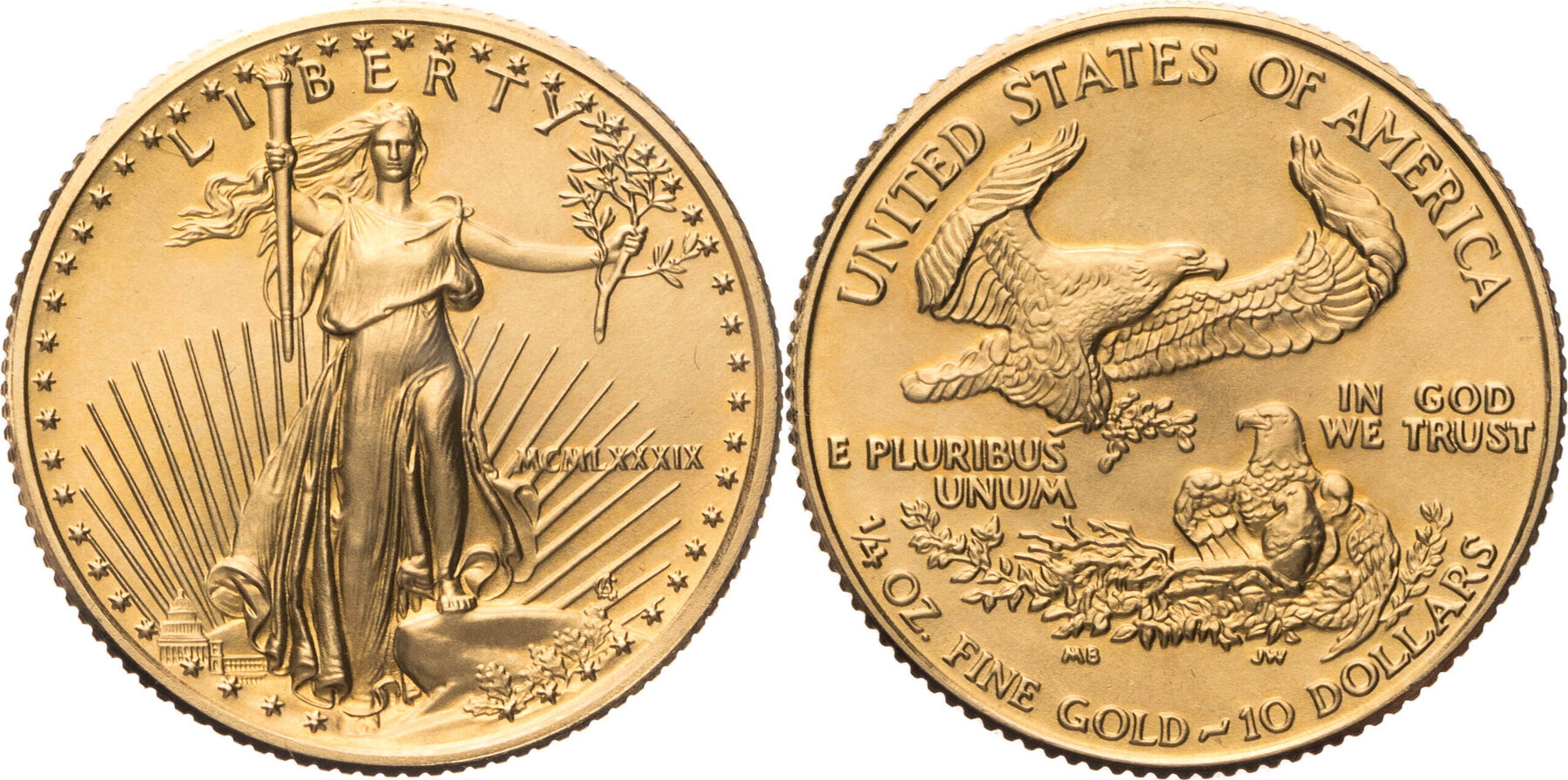USA 10 Dollars 1989 American Gold Eagle - 1/4 Unze vz-st | MA-Shops