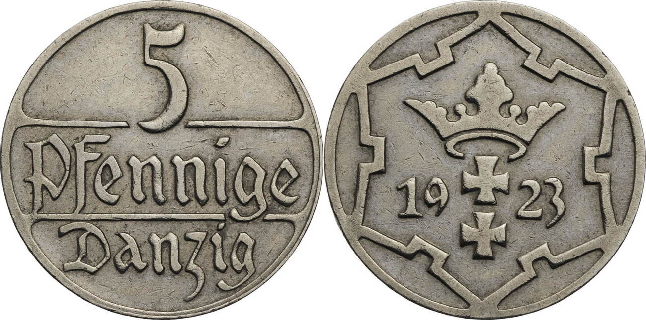 Danzig 5 Pfennige 1923 Kursmünze ss | MA-Shops
