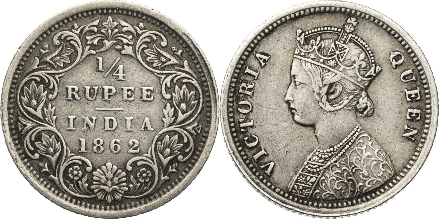 Indien ¼ Rupie 1862 Victoria (1837-1901) - Kursmünze ss-vz | MA-Shops
