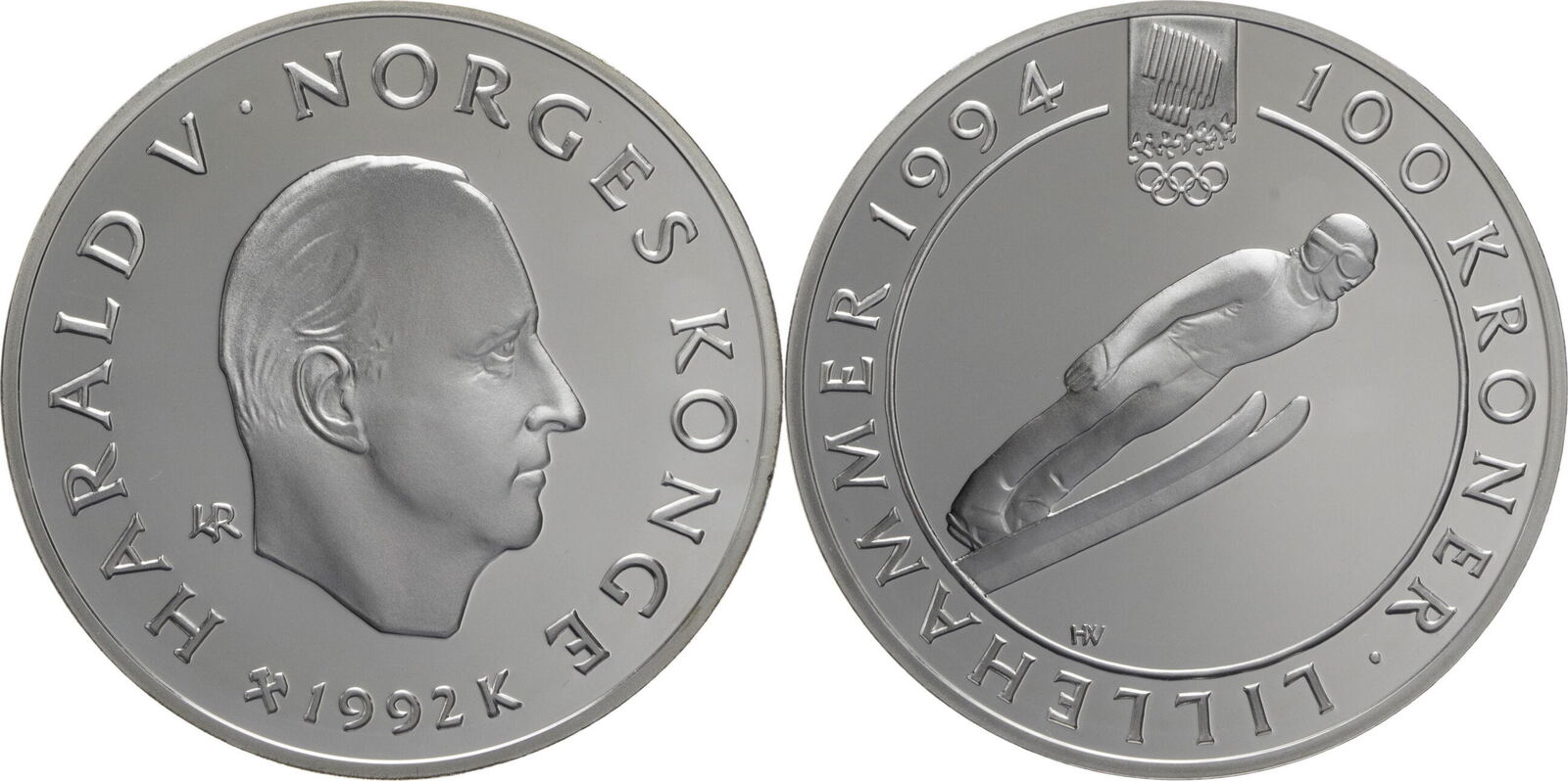Norwegen 100 Kroner 1992 Olav V. - Olympische Spiele 1994 in Lillehammer PP (gekapselt) | MA-Shops