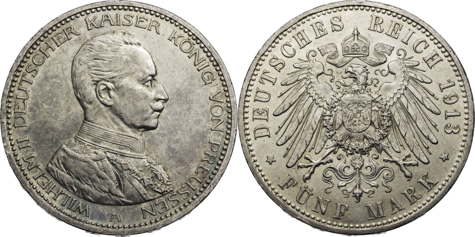 Kaiserreich, Preussen 5 Mark 1913 A Wilhelm II. (1888-1918) - zum 25. Regierungsjubiläum ss-vz ...