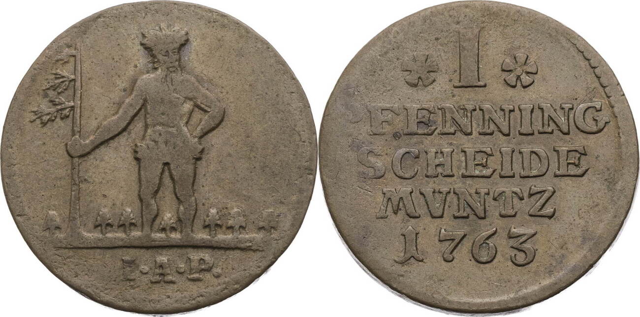 Braunschweig-Wolffenbüttel 1 Pfenning 1763 IAP Karl (1735-1780 ...