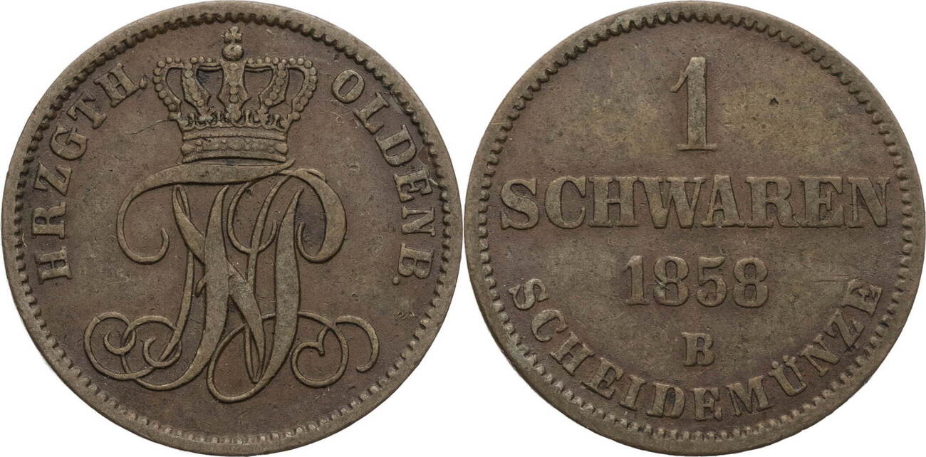 Oldenburg, Herzogtum 1 Schwaren 1858 B Nicolaus Friedrich Peter (1853 ...