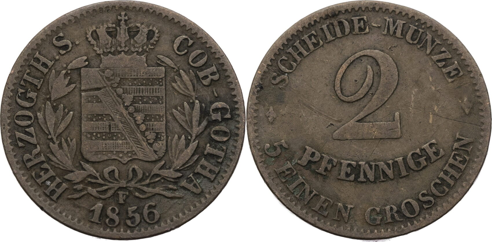 Sachsen-Coburg-Gotha 2 Pfennige 1856 F Ernst II. (1844-1893 ...