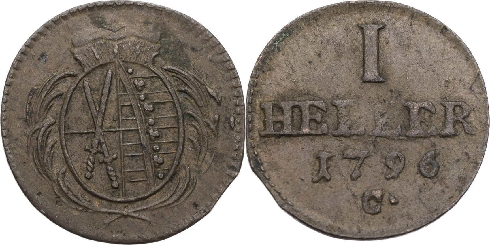Sachsen, Albertinische Linie 1 Heller 1796 C Friedrich August III. (1763-1806) s-ss | MA-Shops