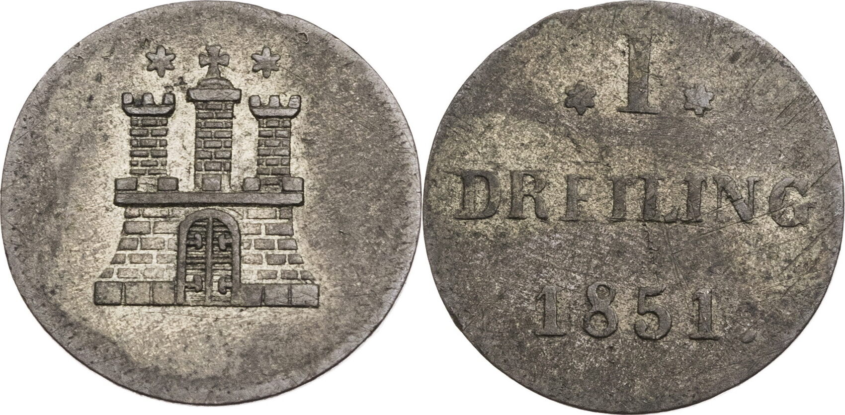 Hamburg, Stadt 1 Dreiling 1851 ss | MA-Shops