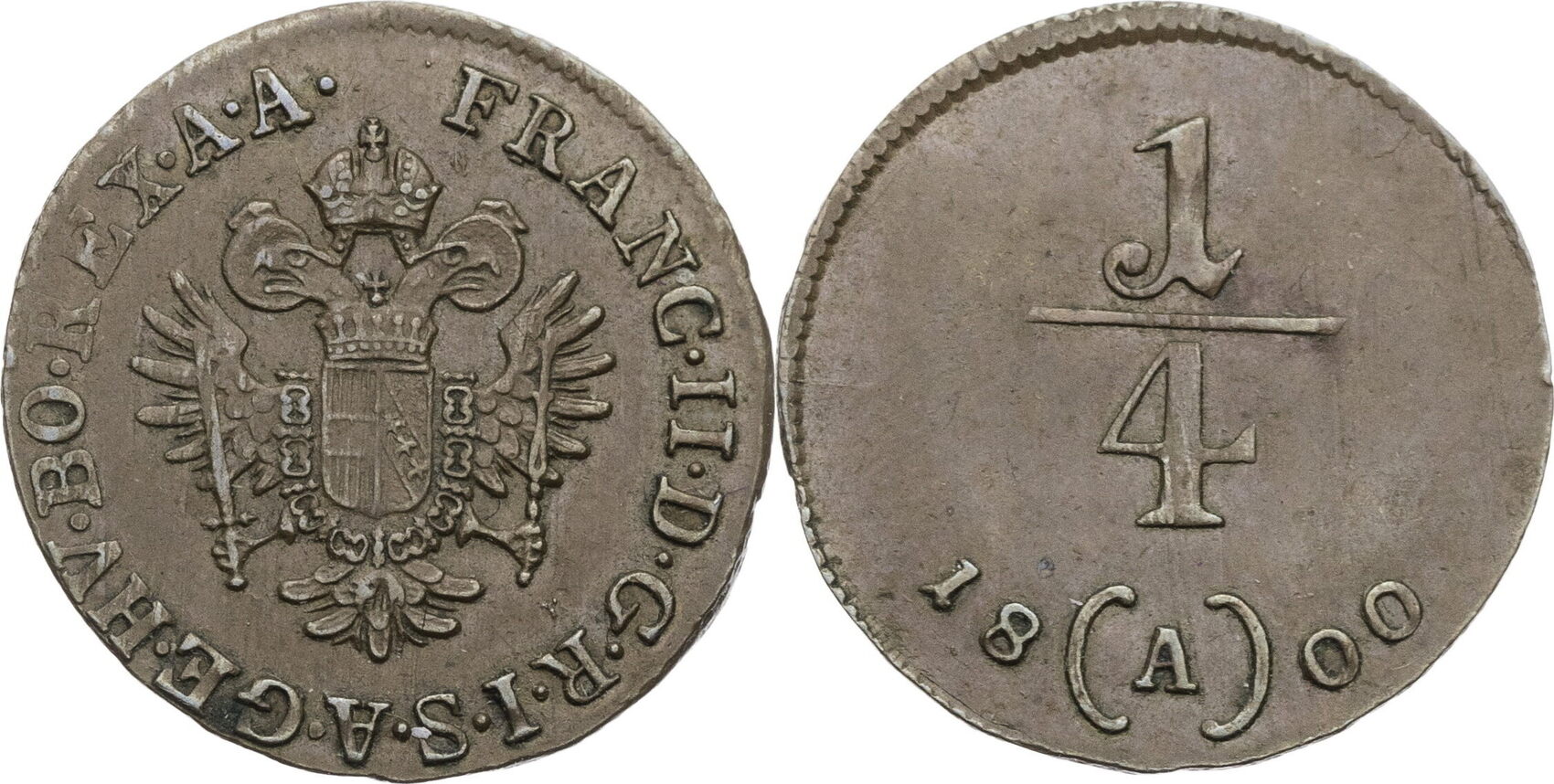 RDR, Haus Habsburg ¼ Kreuzer 1800 A Franz II. (1792-1806) - Kursmünze ss | MA-Shops